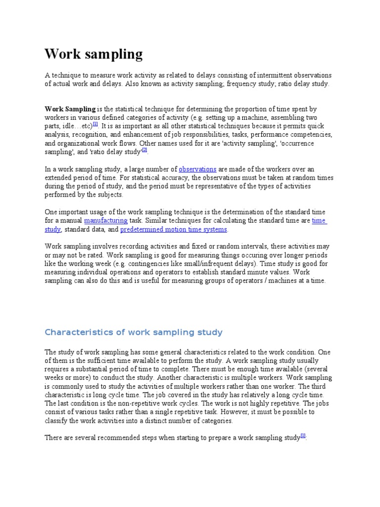 Work Sampling Method