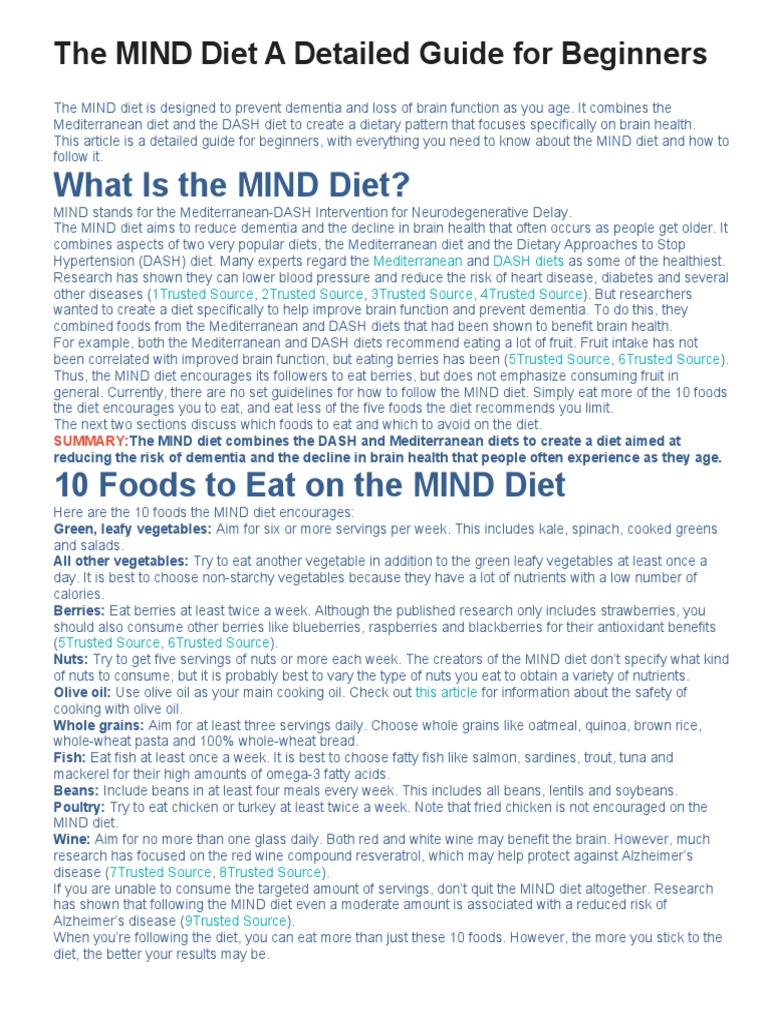 The MIND Diet A Detailed Guide For Beginner1 | Download Free PDF ...