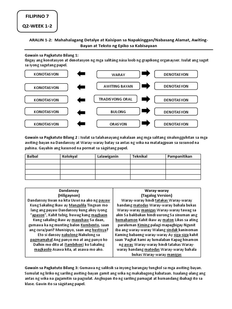 FIL 7 - Q2 - LAS Week 1 8 | PDF
