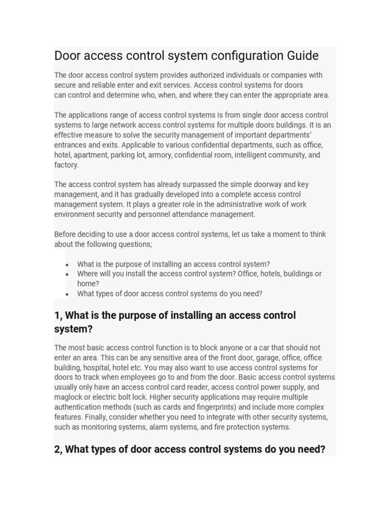 Door Access Control System Configuration Guide | PDF | Access Control | Computer Network