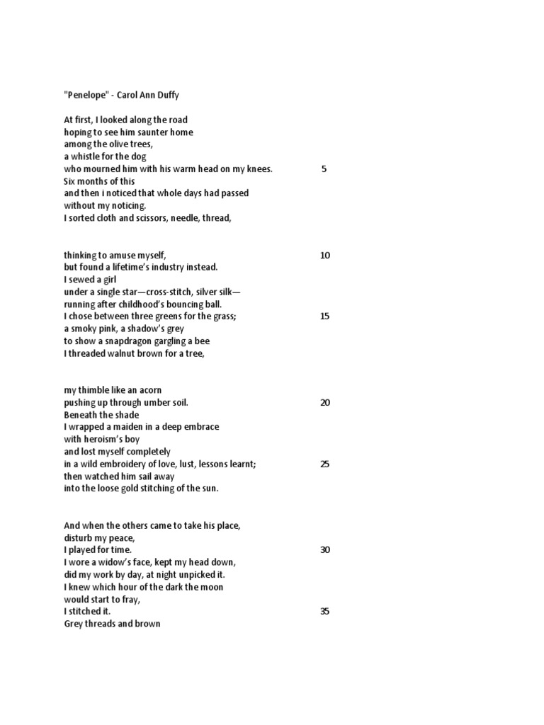 Penelope by Carol Ann Duffy | PDF | Penelope