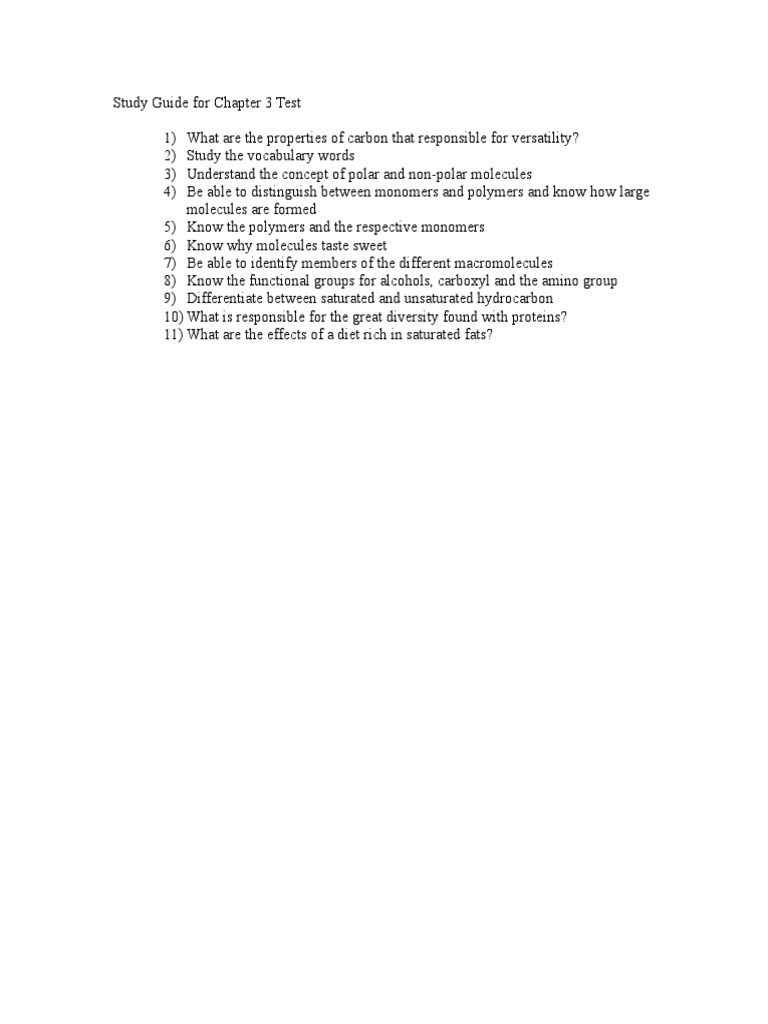 Ad Bio Study Guidefor Chapter 3 Test | PDF