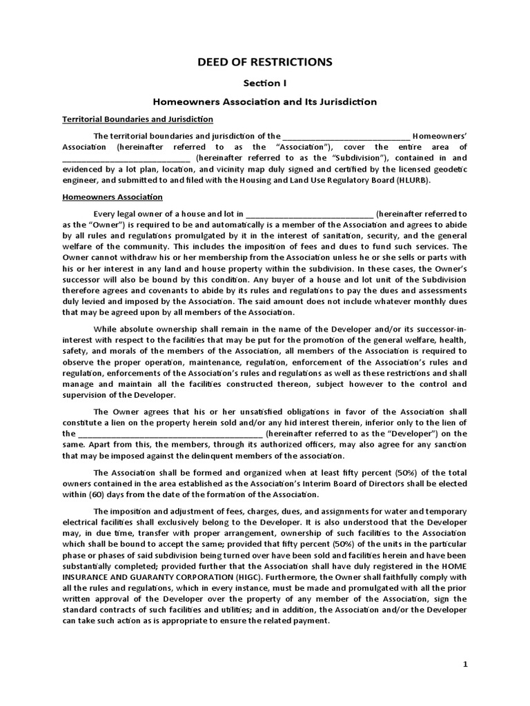 Deed of Restrictions | Download Free PDF | Property | Sidewalk