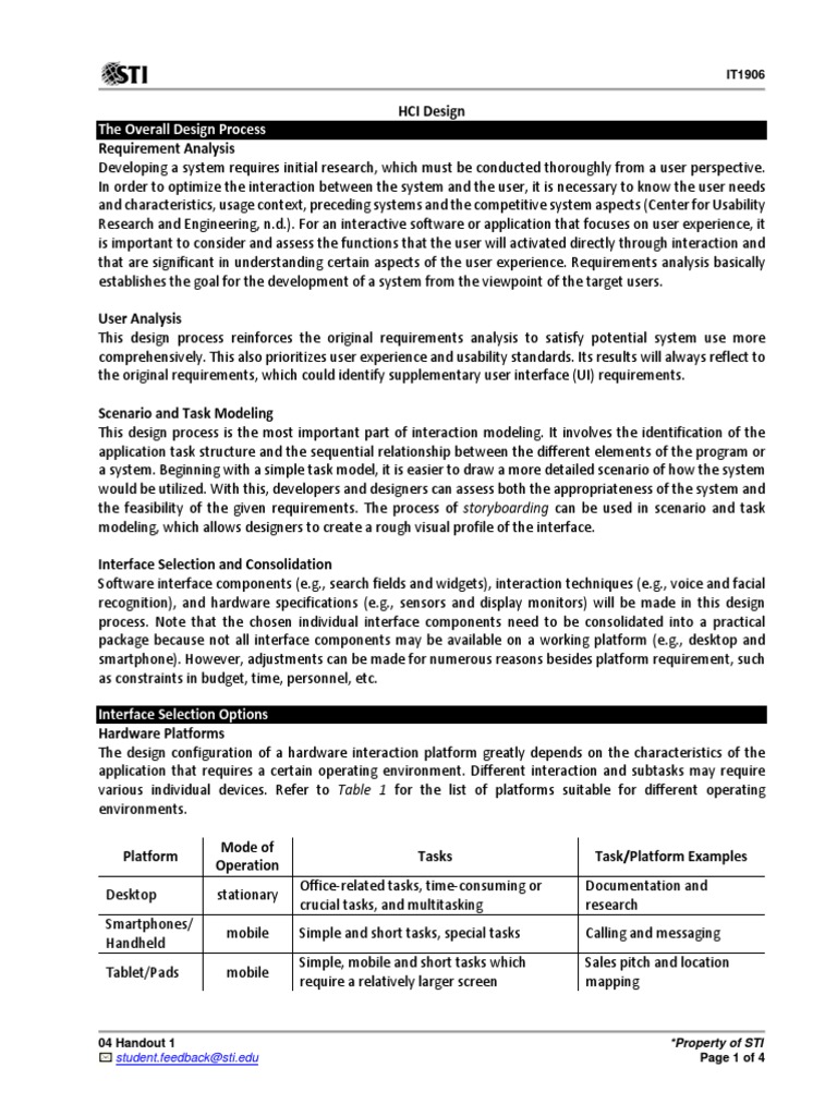 The Overall Design Process: HCI Design Requirement Analysis | PDF ...
