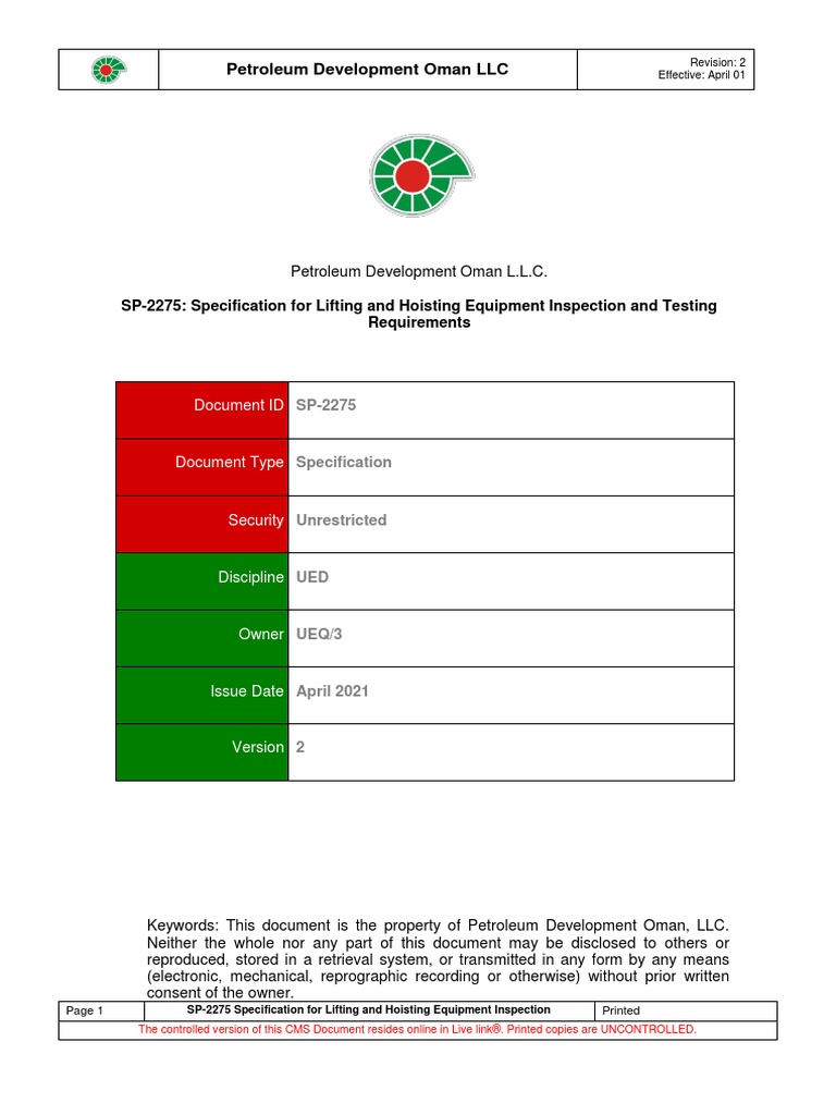 SP 2275 | PDF | Crane (Machine) | Nondestructive Testing