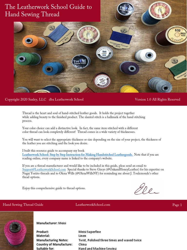 Leatherwork School Guide To Thread V1.0 FINAL.02 | PDF | Yarn | Materials