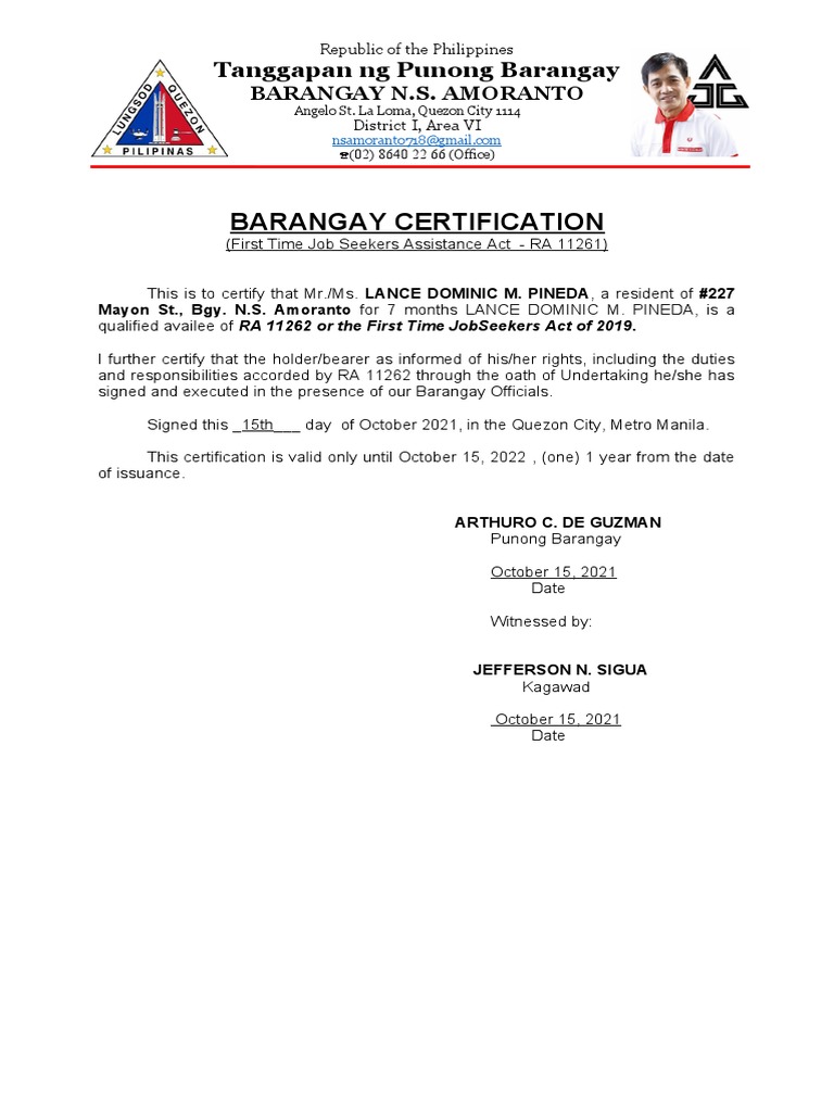 Certification First Time Job Seeker | PDF