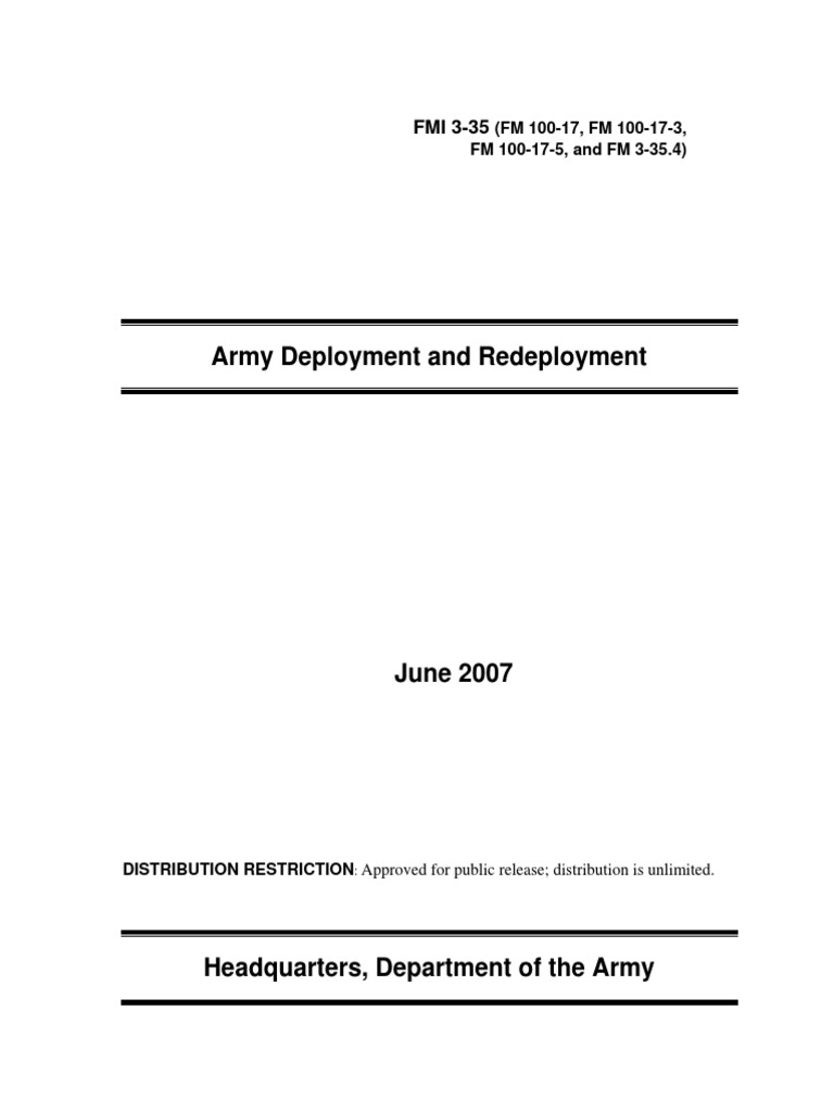 FMI 3-35 (2007) - Army Deployment and Redeployment | PDF | Brigade ...