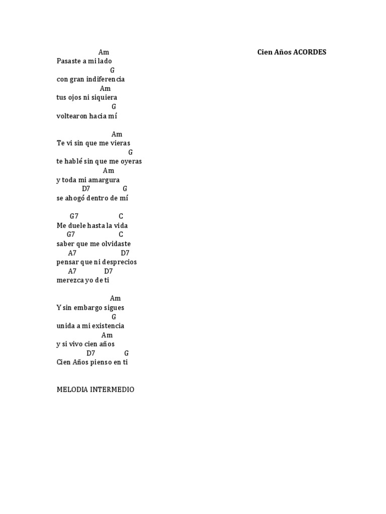 Cien años ACORDES | PDF