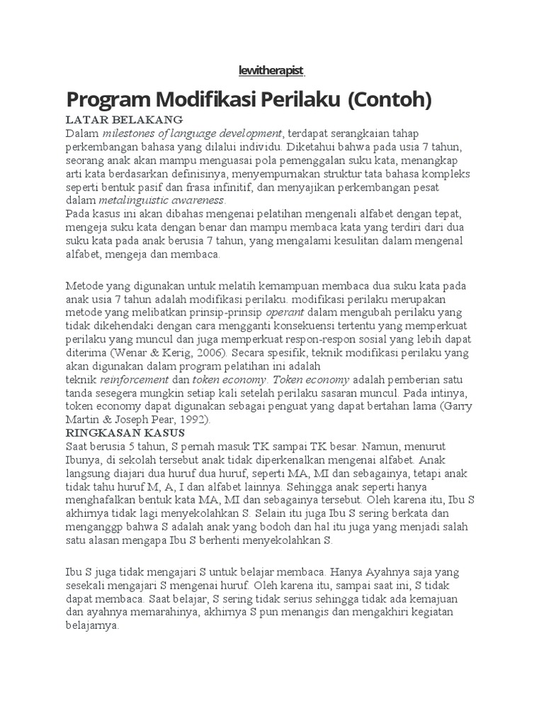 Program Modifikasi Perilaku | PDF | Karier & Perkembangan