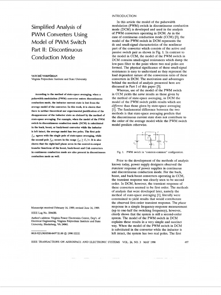 Simplified Analysis Of Pwm Converters Using Model Of Pwm Dcm Pdf