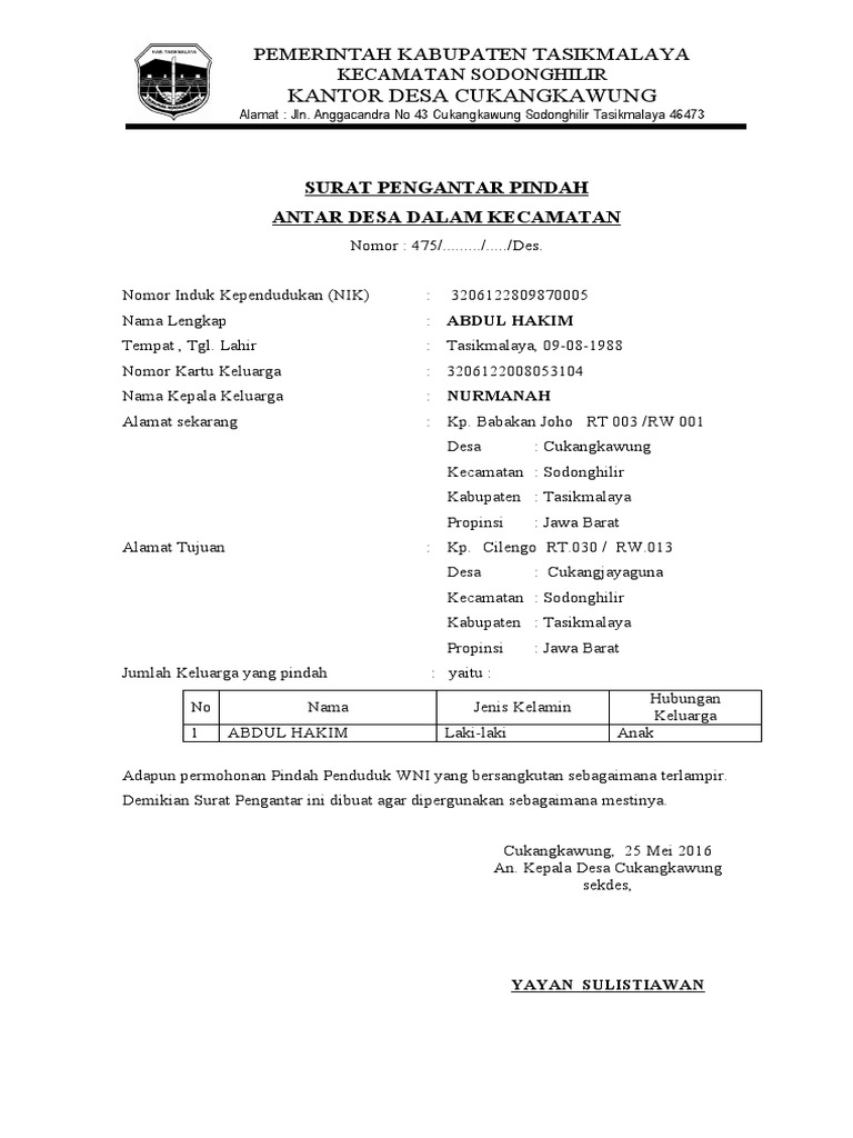 Pindah Antar Kec. | PDF