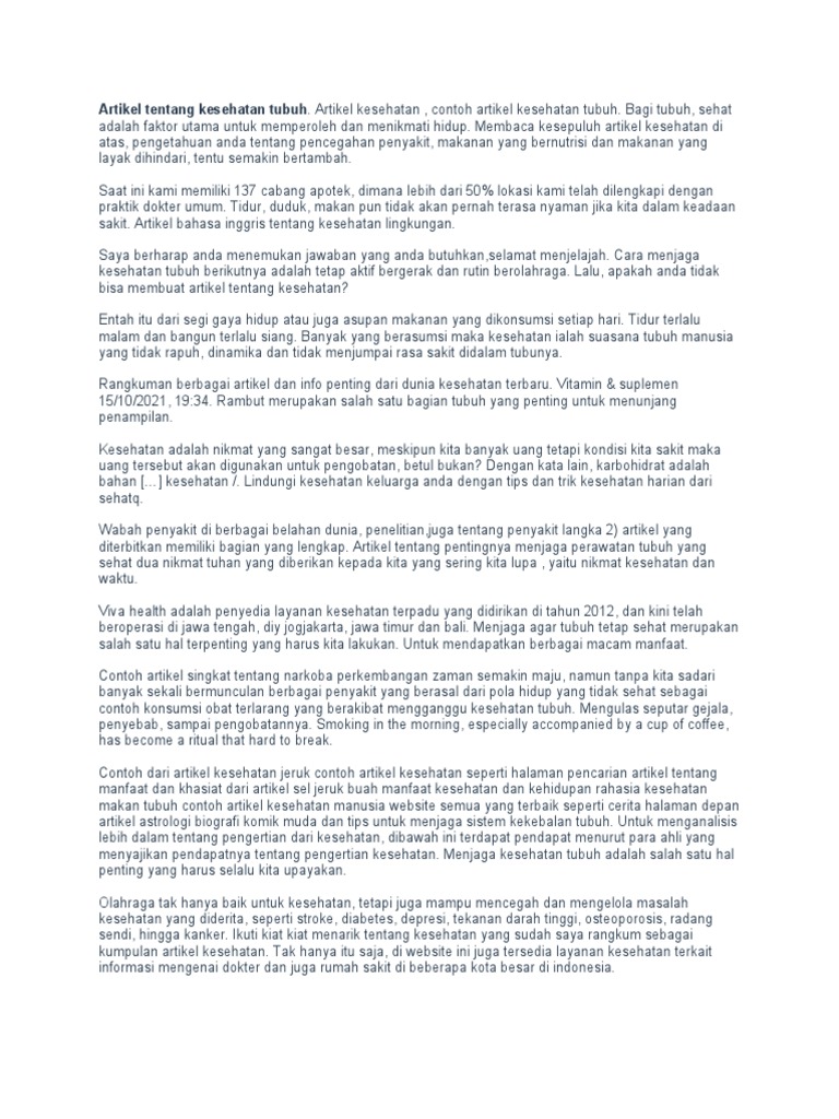 Artikel Tentang Kesehatan Tubuh Pdf
