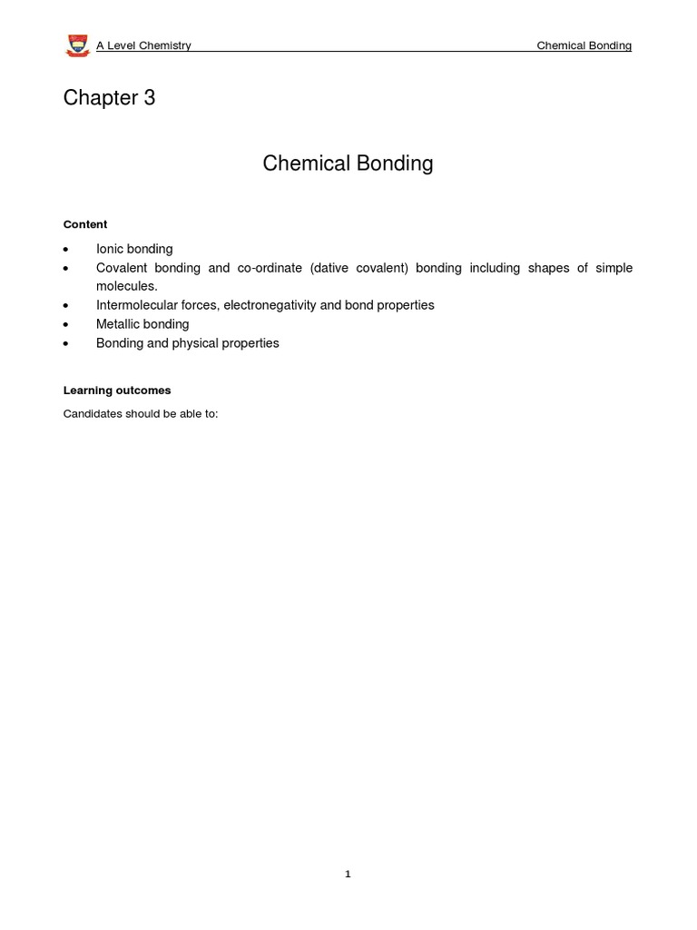 A Level Chemistry: Chemical Bonding Guide | PDF | Chemical Bond | Ion