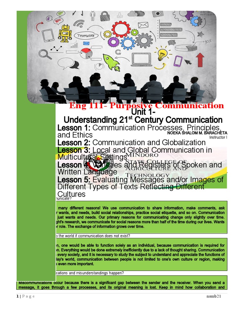 Module 1 - Chapter 1 (PC) | PDF | Communication | Philippines