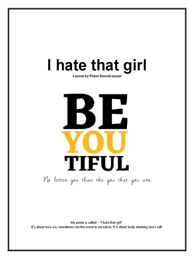 Self-Hatred and Body Positivity Poem | PDF