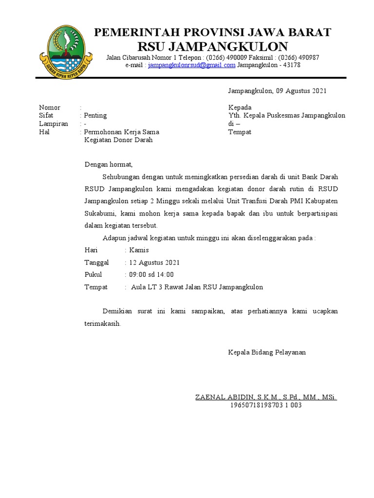 Surat Undangan Puskesmas | PDF