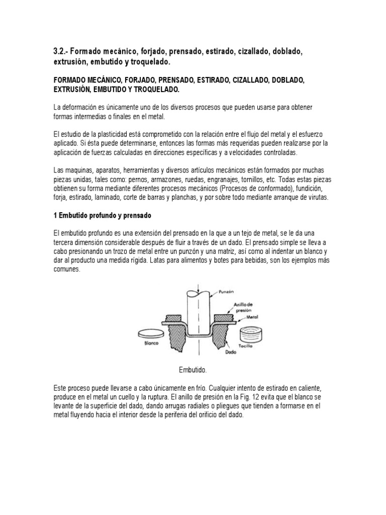 Procesos de Formado Mecánico en Metal | PDF | Extrusión | Forjar