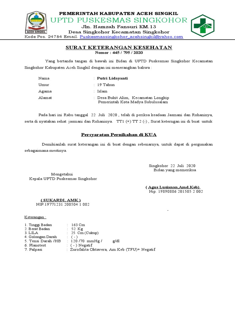 Surat Keterangan Catin | PDF