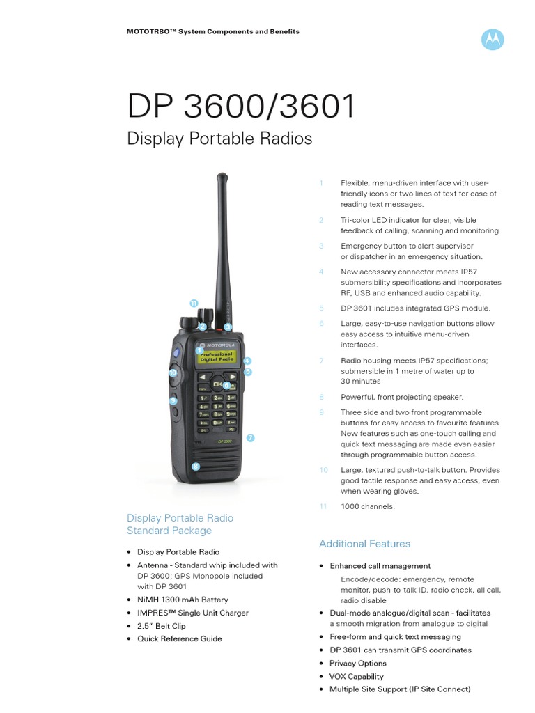DP3600 DP3601 Spec Sheet | PDF | Frequency Modulation | Hertz