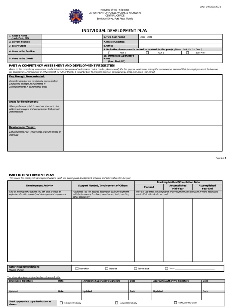 Individual Development Plan: Part A: Competency Assessment and ...