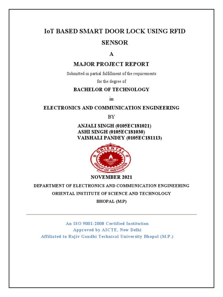IoT RFID Smart Door Lock Project Report | PDF | Radio Frequency ...