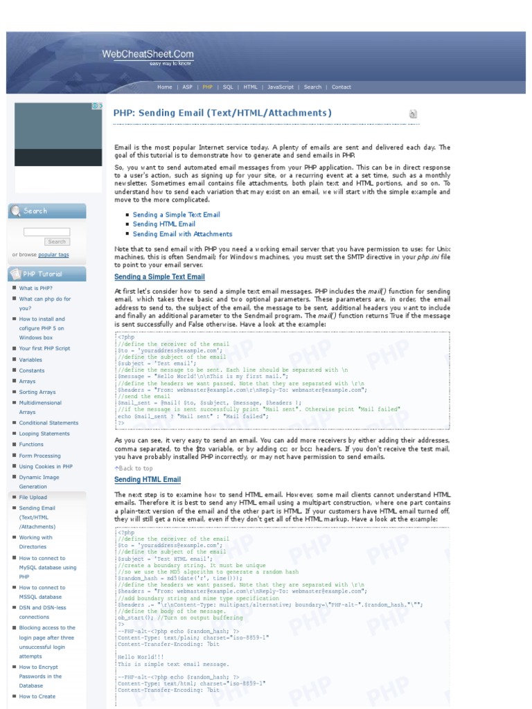 PHP - Sending Email (Text - HTML - Attachments) | PDF | Communication ... PHP - Sending Email (Text - HTML - Attachments) | PDF | Communication ...