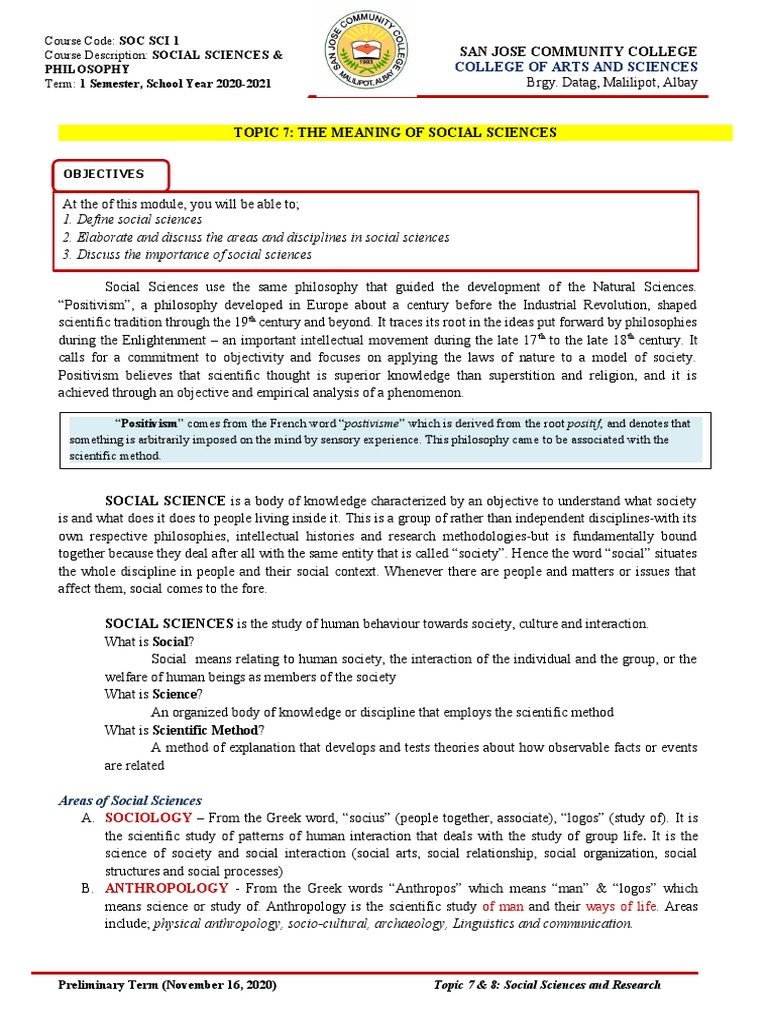 Topic 8 Social Sciences Research | PDF | Science | Social Sciences