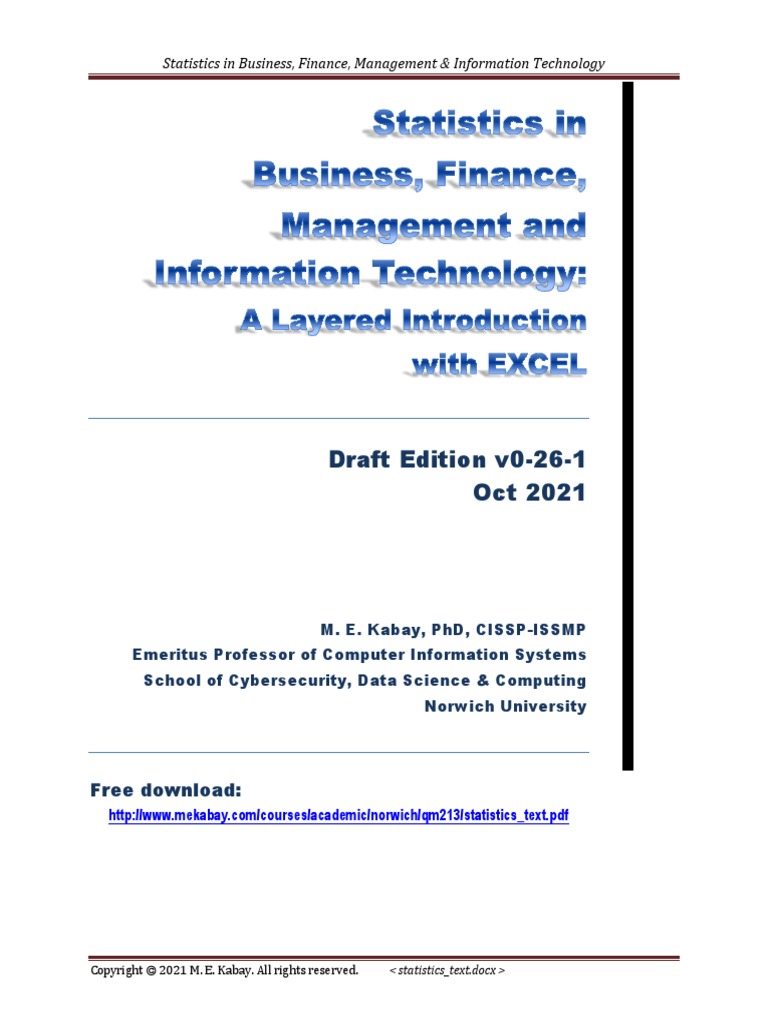 Statistics Text | PDF | Standard Deviation | Student's T Test
