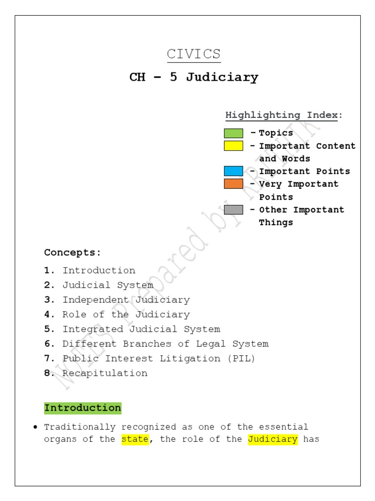 CIVICS Ls 5 Judiciary Notes | PDF | Supreme Courts | Jurisdiction