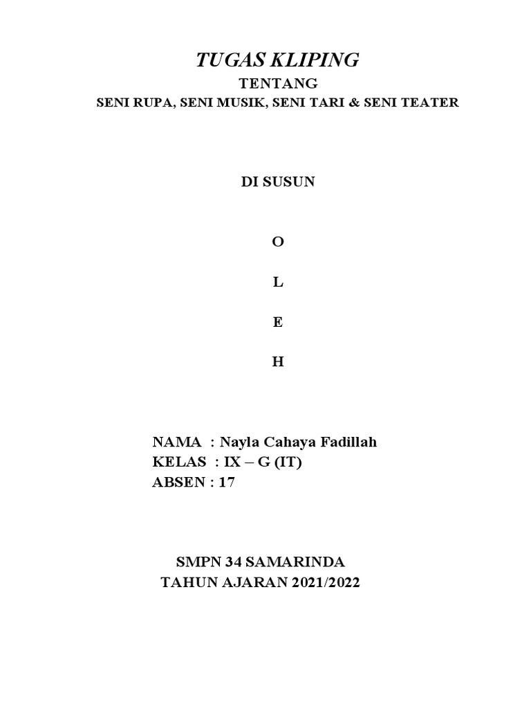 KLIPING SENI BUDAYA Seni Rupa Seni Musik Seni Tari Seni Teater | PDF