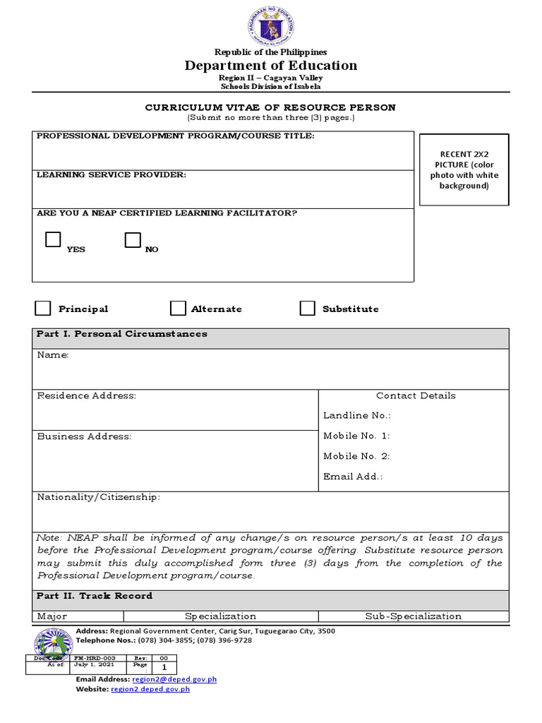Resource Person Curriculum Vitae | PDF | Information Technology | Privacy