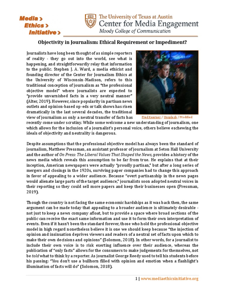 Objectivity in Journalism (Williams & Stroud, 2020) | PDF | Journalism ...
