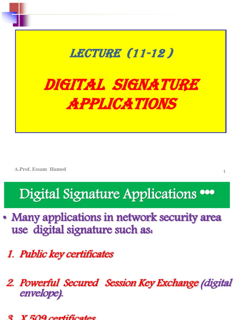 Lecture 13-14 Digital Signature Applications | PDF | Key (Cryptography ...