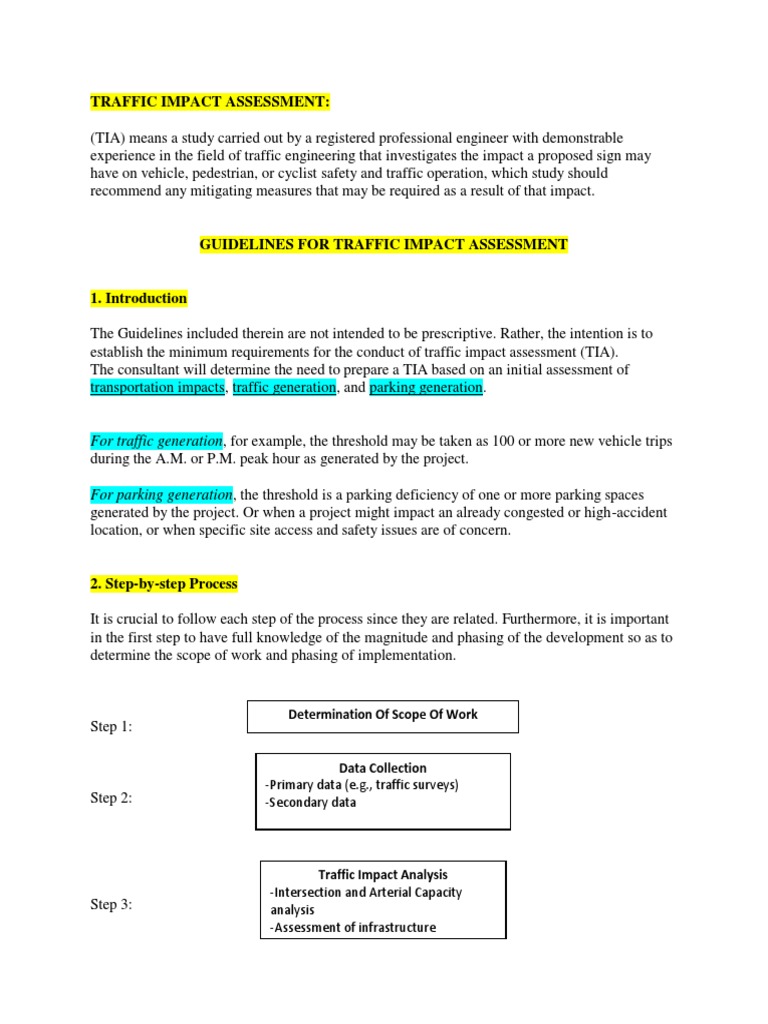 Traffic Impact Assessment | Download Free PDF | Traffic | Traffic Light