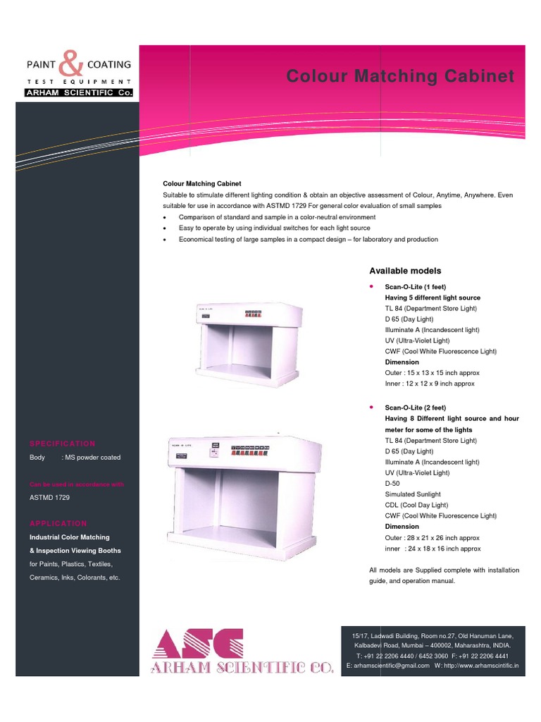 Colour Matching Cabinet | PDF | Ultraviolet | Fluorescent Lamp