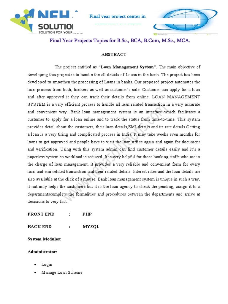 11.loan Management System | PDF | Banks | Loans