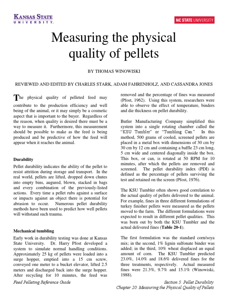 Measuring The Physical Quality of Pellets: Durability | PDF | Weight ...