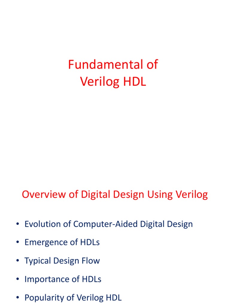 01-Verilog Introduction-Merged | PDF | Hardware Description Language | Logic Synthesis