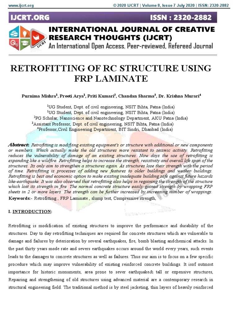 Retrofitting of RC Structure Using FRP Laminate: Abstract | PDF | Fibre ...
