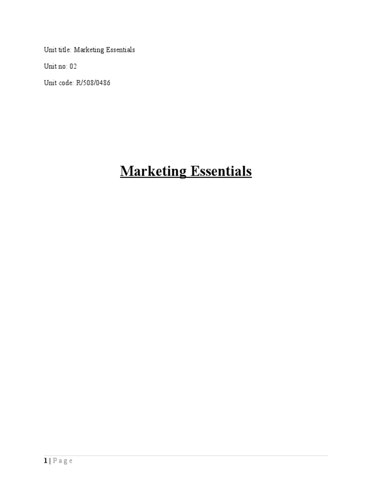 U2 - Marketing Essentials | PDF | Marketing | Target Audience