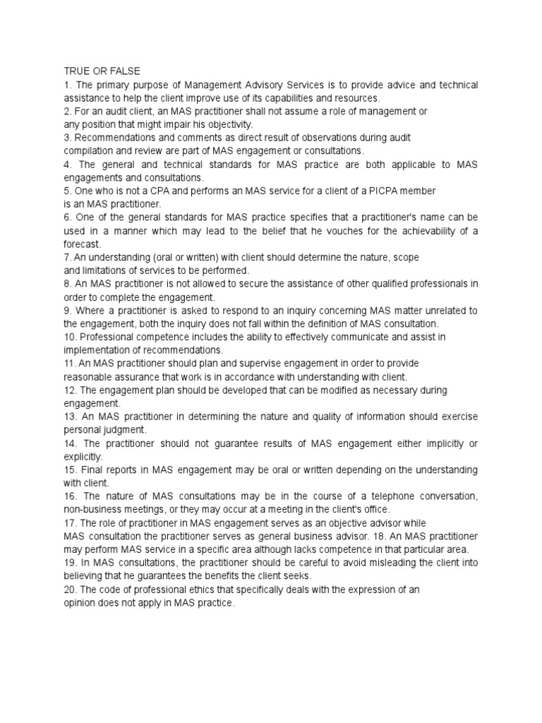 TRue or False | PDF | Audit