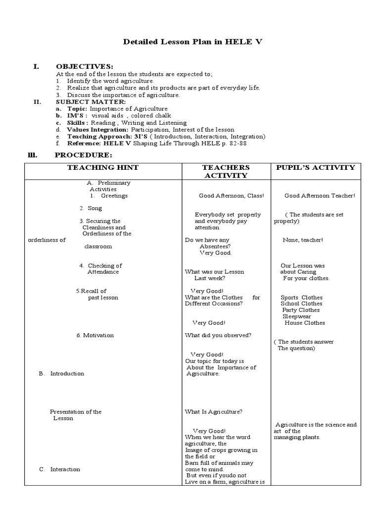 Detailed Lesson Plan in TLE VII | PDF | Agriculture | Livestock