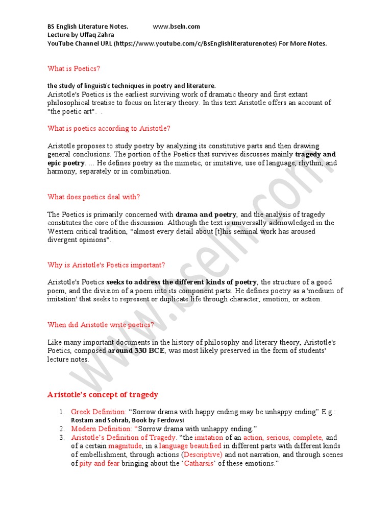Aristotle Concept of Tragedy | PDF | Poetics (Aristotle) | Tragedy