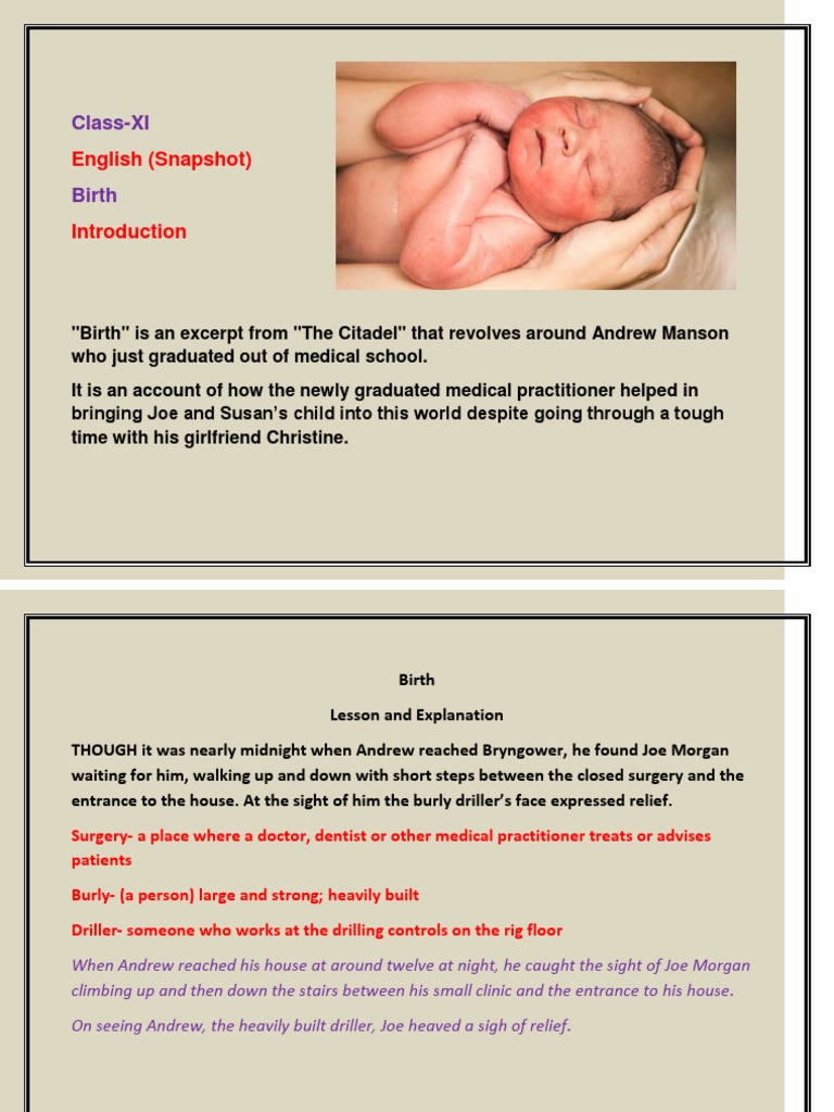 Class XI-The Birth | PDF