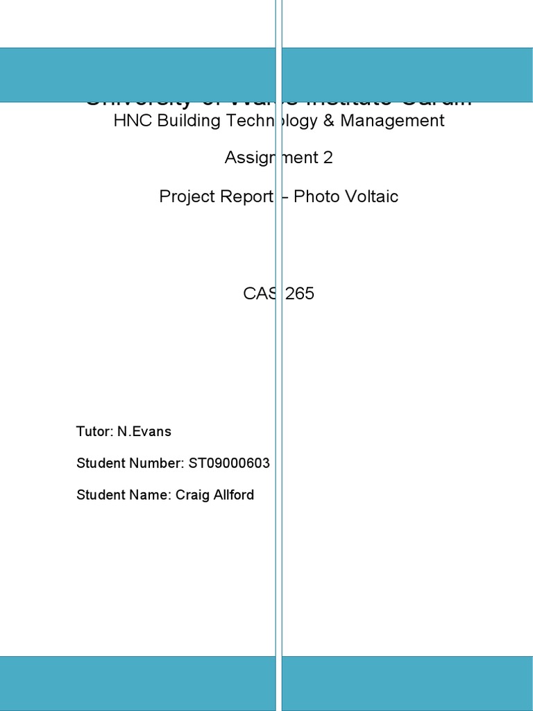 University of Wales Institute Cardiff: HNC Building Technology & Management Assignment 2 Project ...