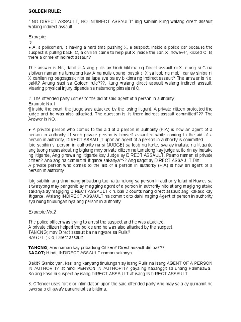 Direct Assault Golden Rule | PDF | Misconduct | Crime & Violence
