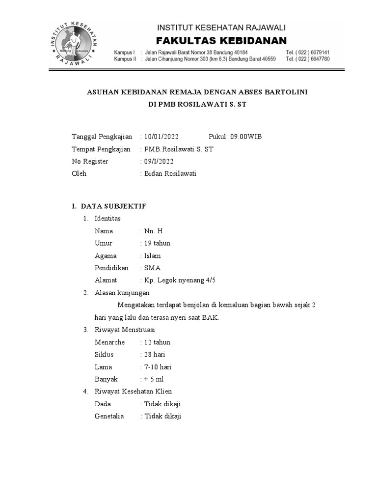 Askeb Tentang Abses Bartolini | PDF