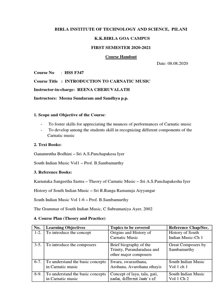Introduction to Carnatic Music Course | PDF | Classical And Art Music ...